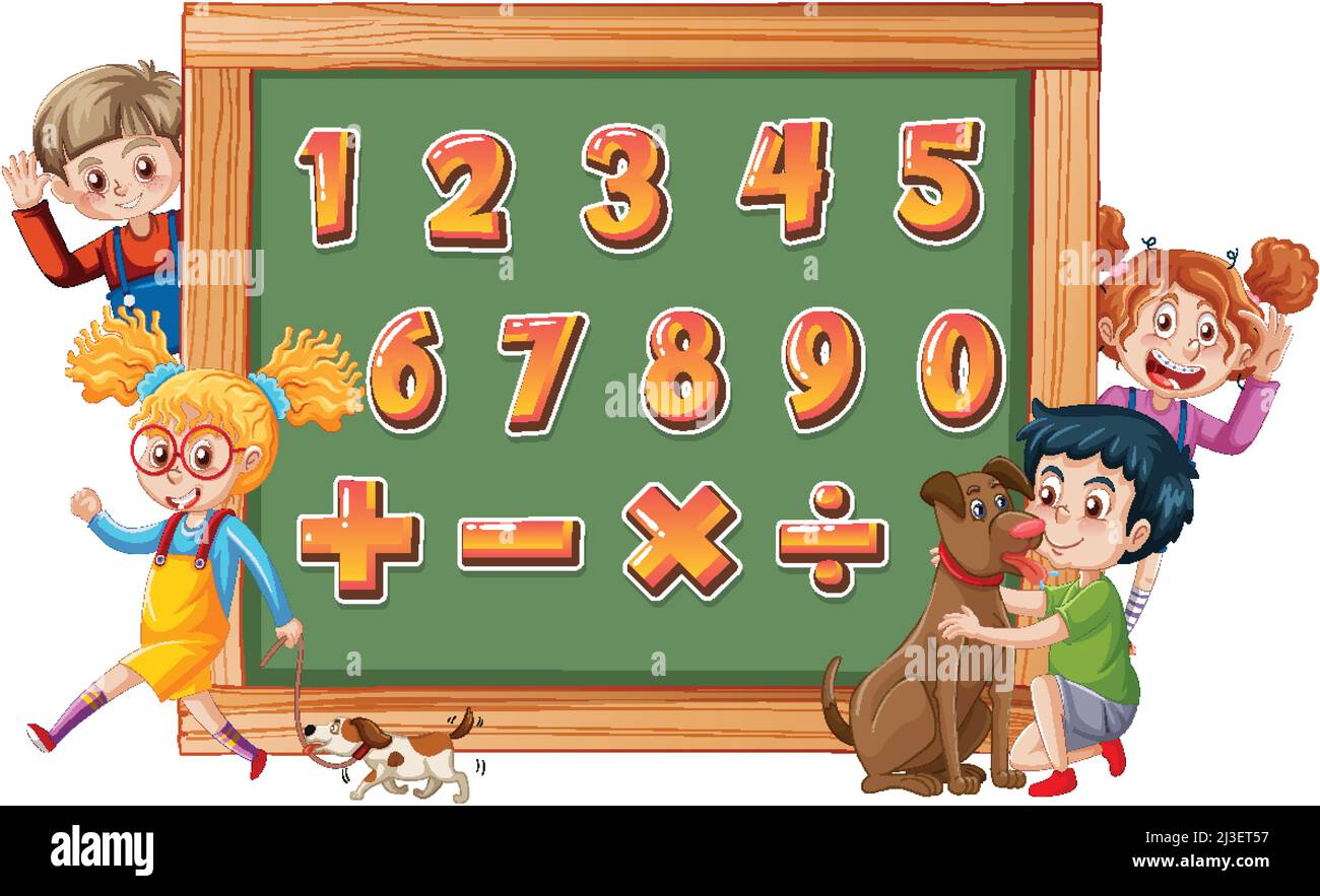 Counting number 0 to 9 and math symbols illustration Stock Vector Image ...