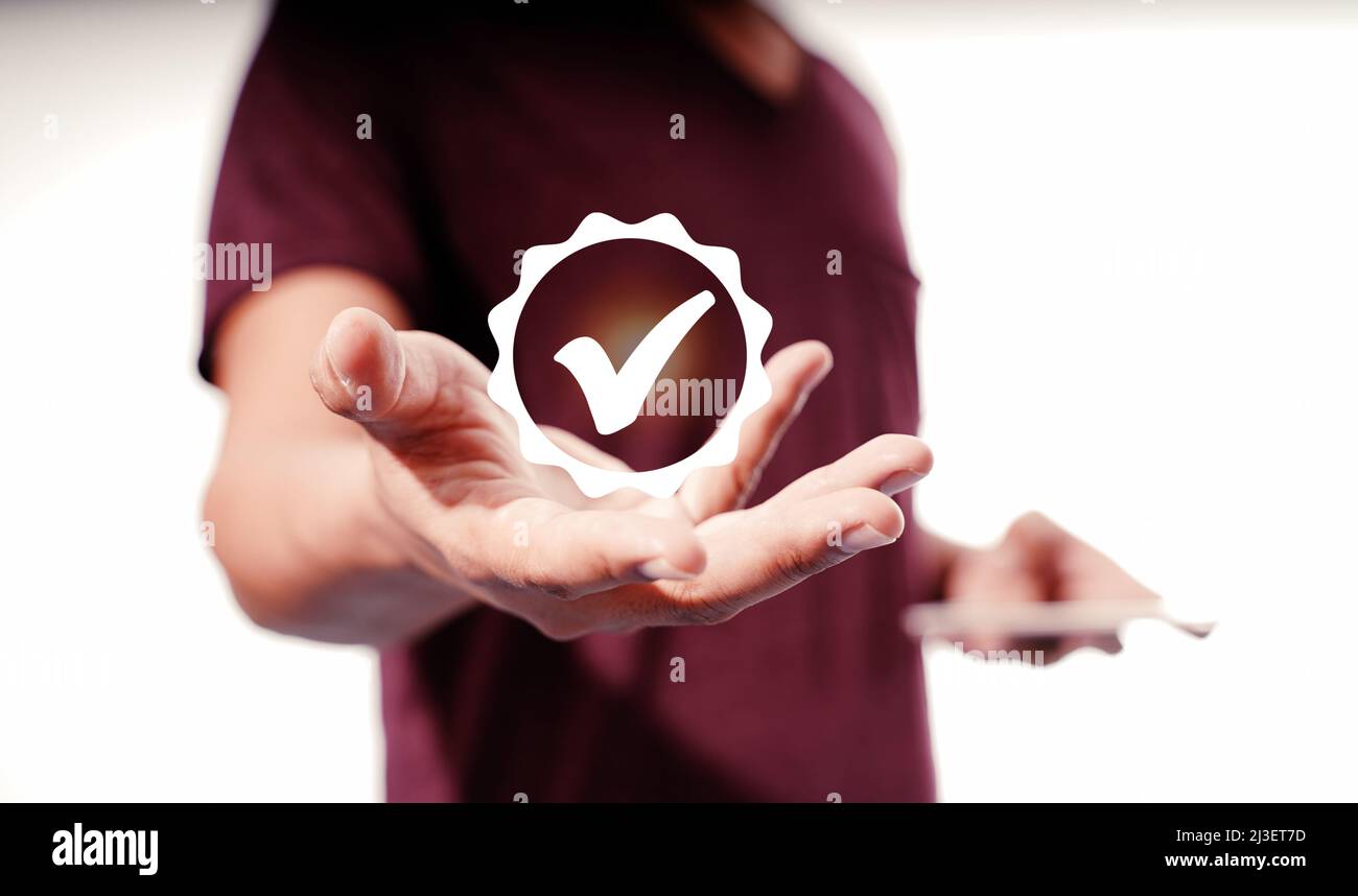 The hand symbolizes the excellence of the leading service. Quality ...