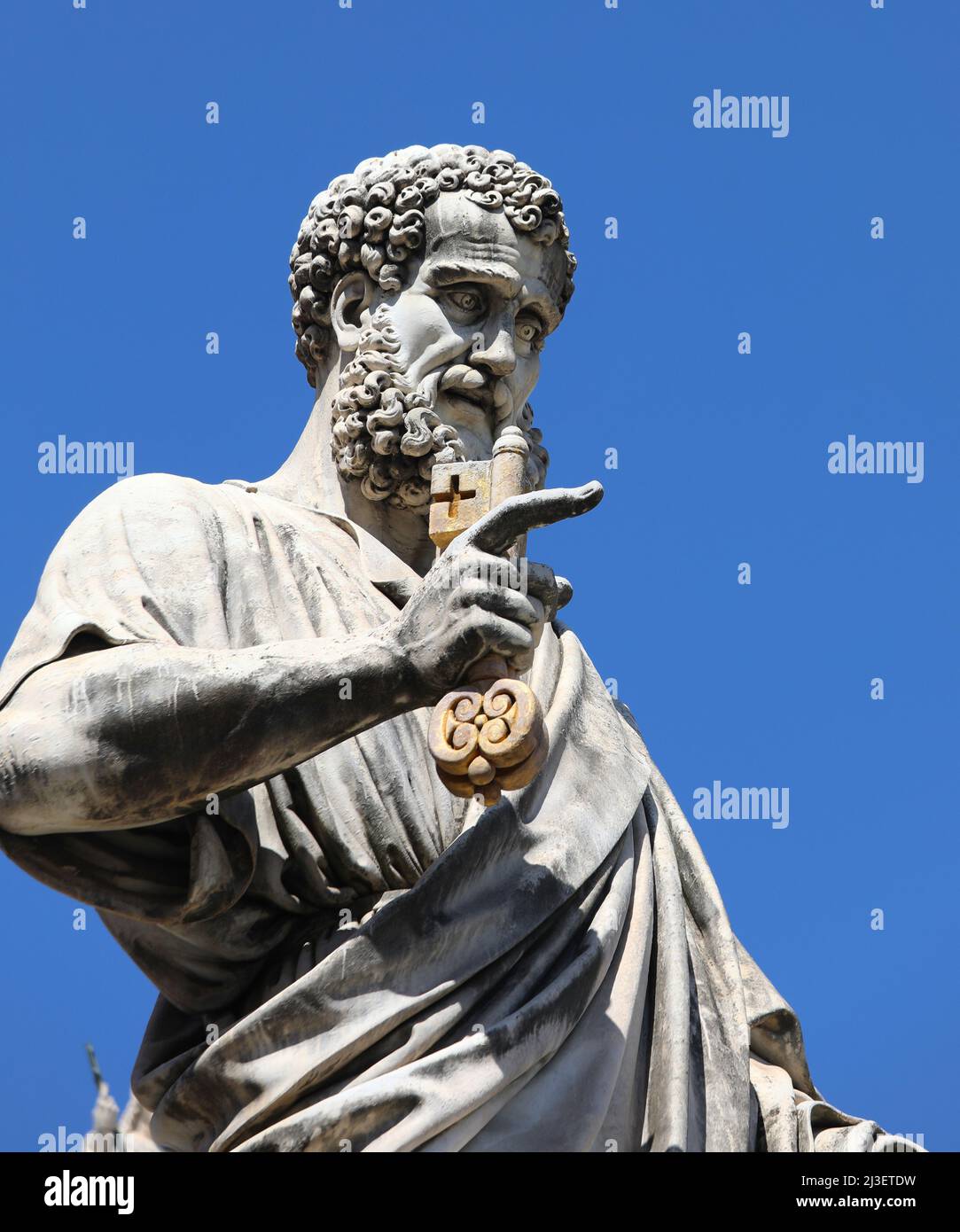 Statue of Saint Peter and the big Golden Key of heaven in Valtican ...