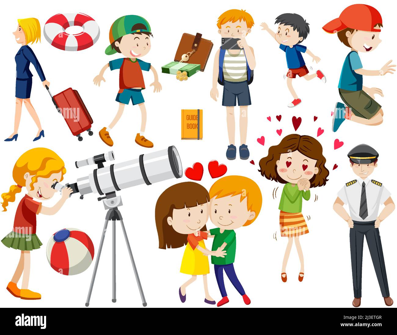 Set of different people cartoon character illustration Stock Vector ...