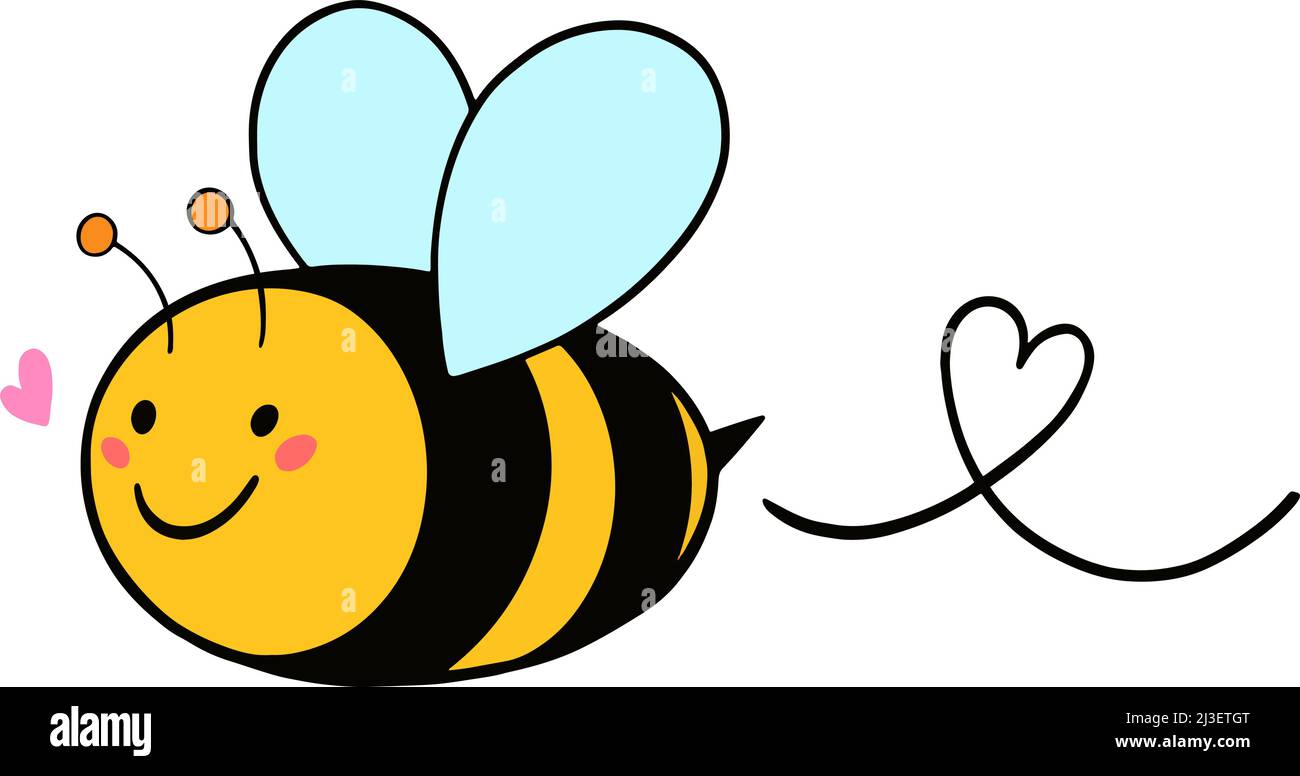 Smiling Cute Bee Cartoon Character. Vector Illustration Design Stock ...