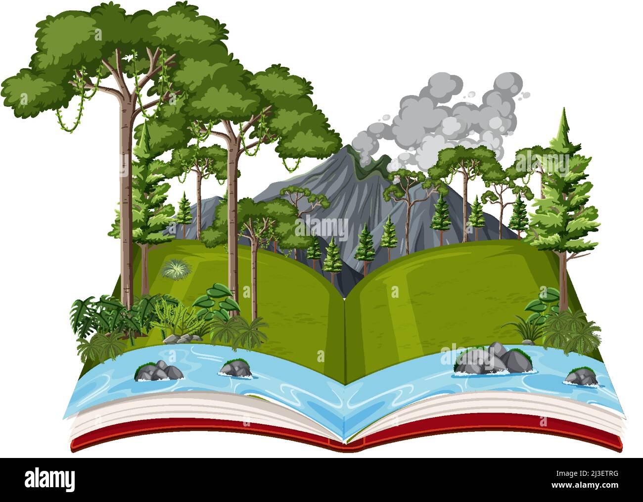 Book with forest scene illustration Stock Vector Image & Art - Alamy
