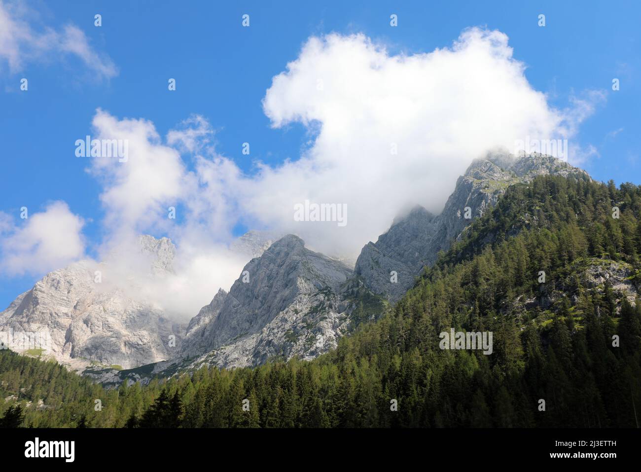 European Alps in the Carnia Region in the Northern Italy and white big ...