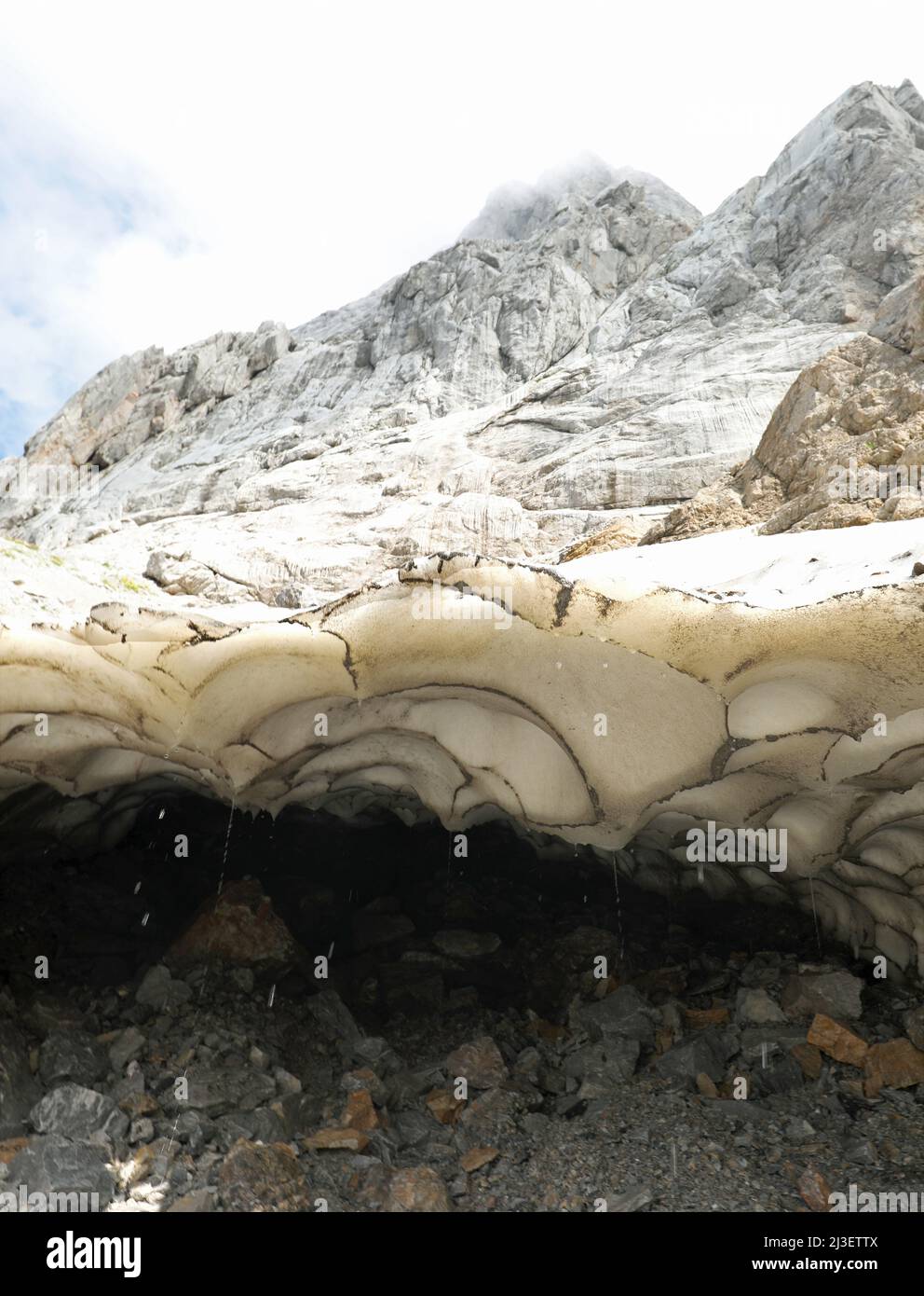 melting of the glacier on the alps due to global warming and climate ...