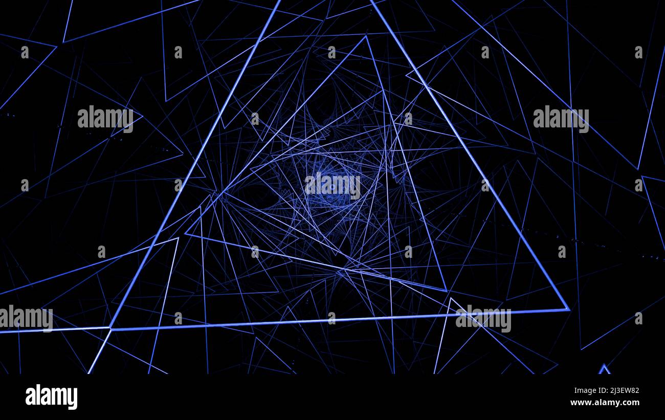 Triangles are twisted into geometric spiral. Design. Network of thin ...