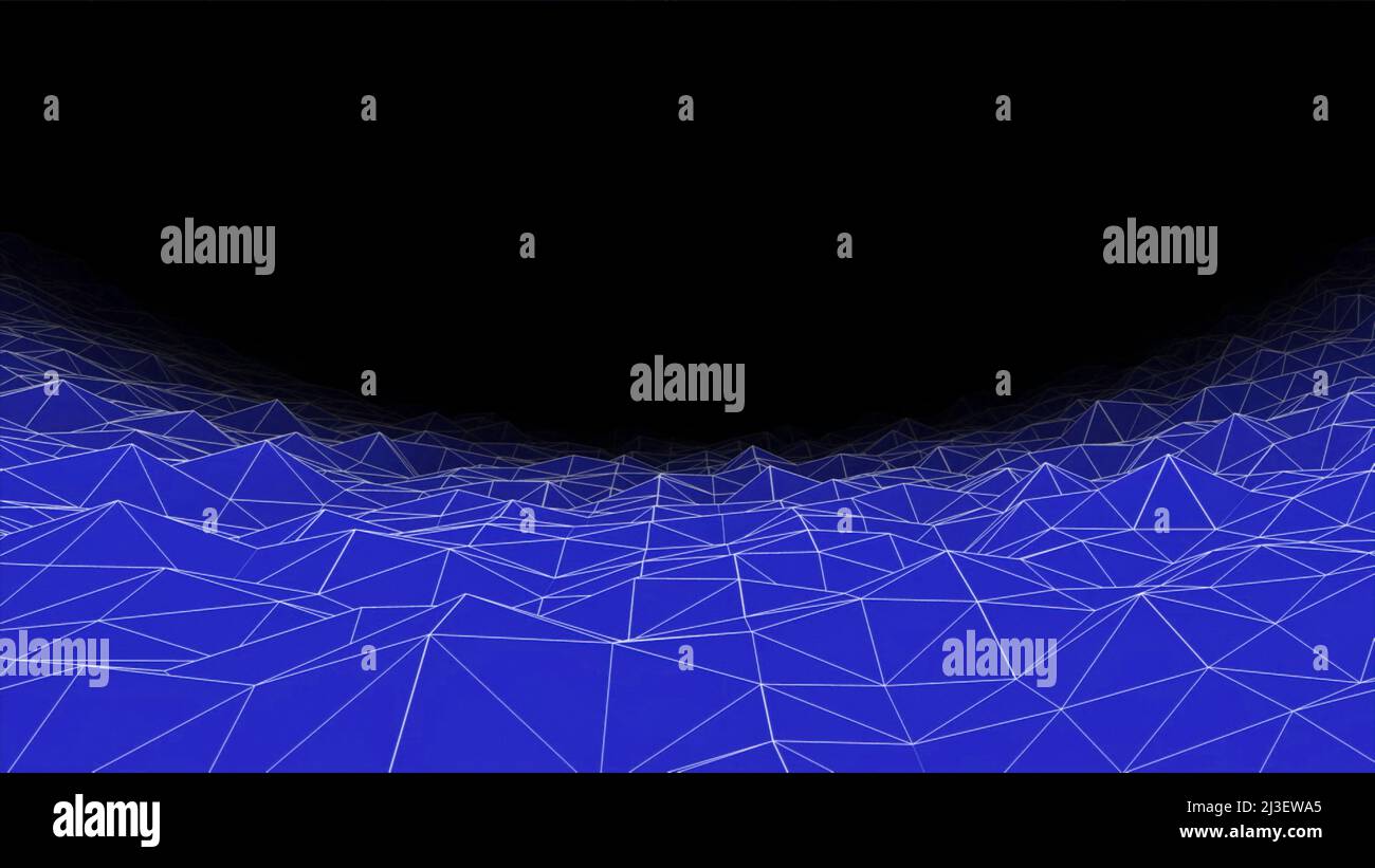 Animation of mesh virtual surface. Animation. 3D mesh surface with ...