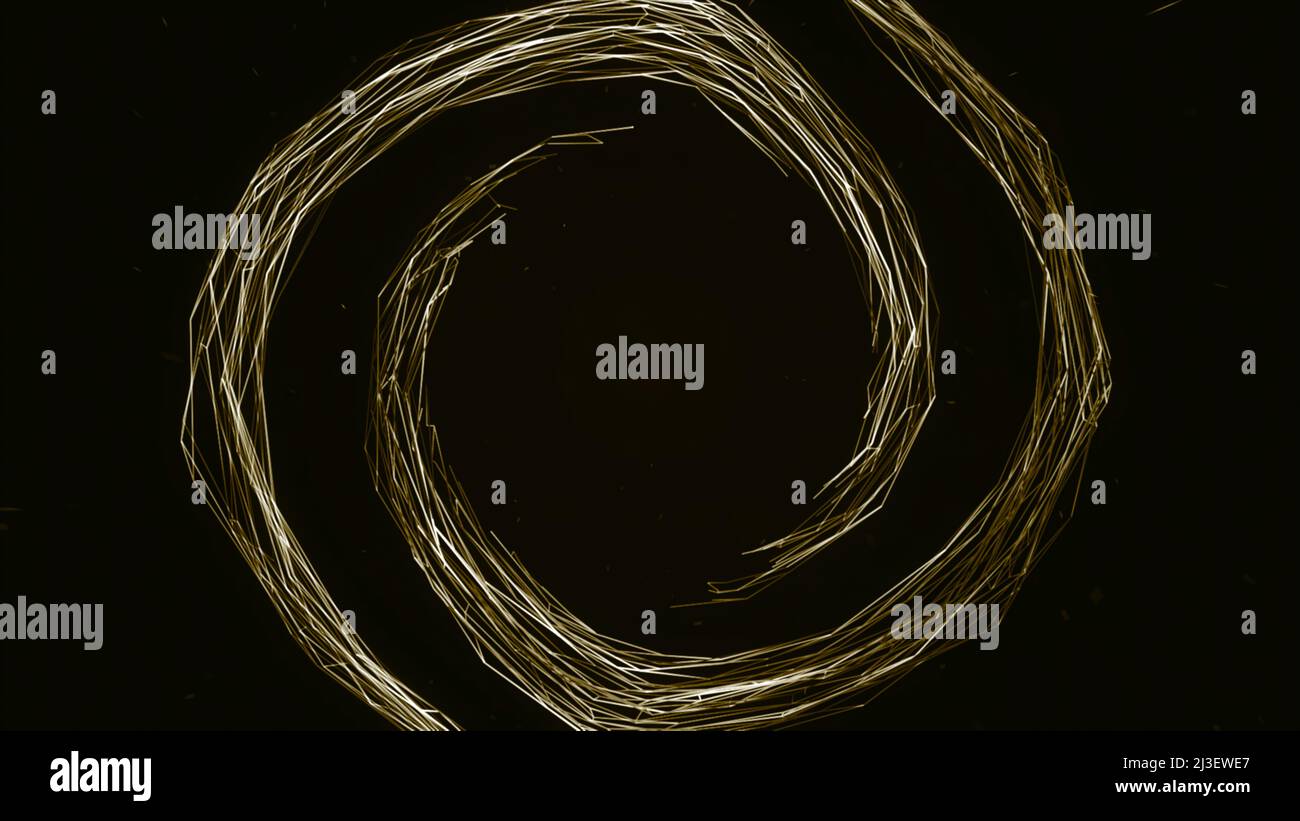 Rotating spiral of tangled lines. Animation. Swirling straw lines in ...