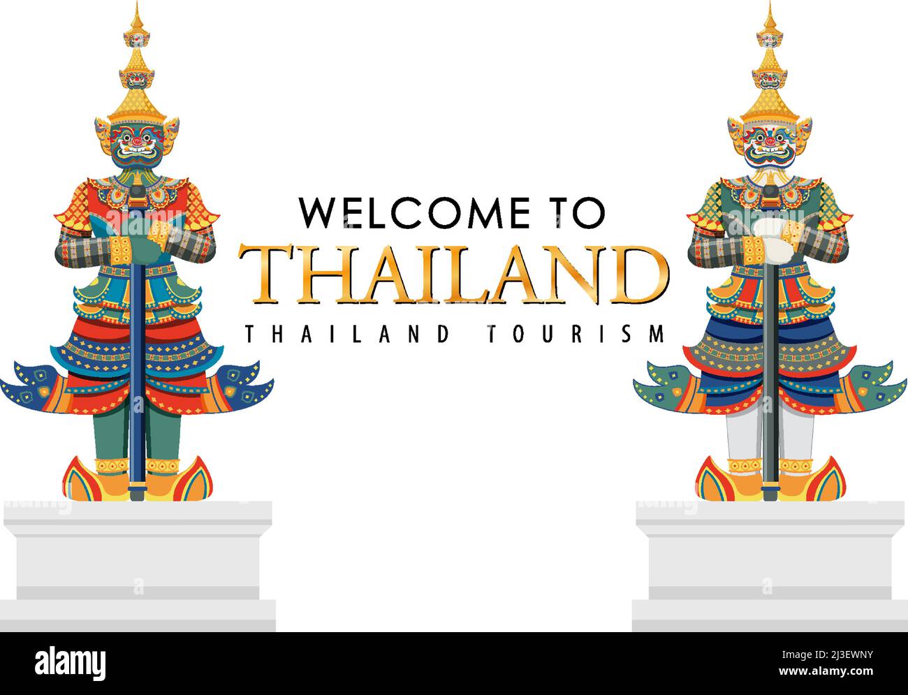 Giant demons Thailand attraction and landscape icon illustration Stock ...