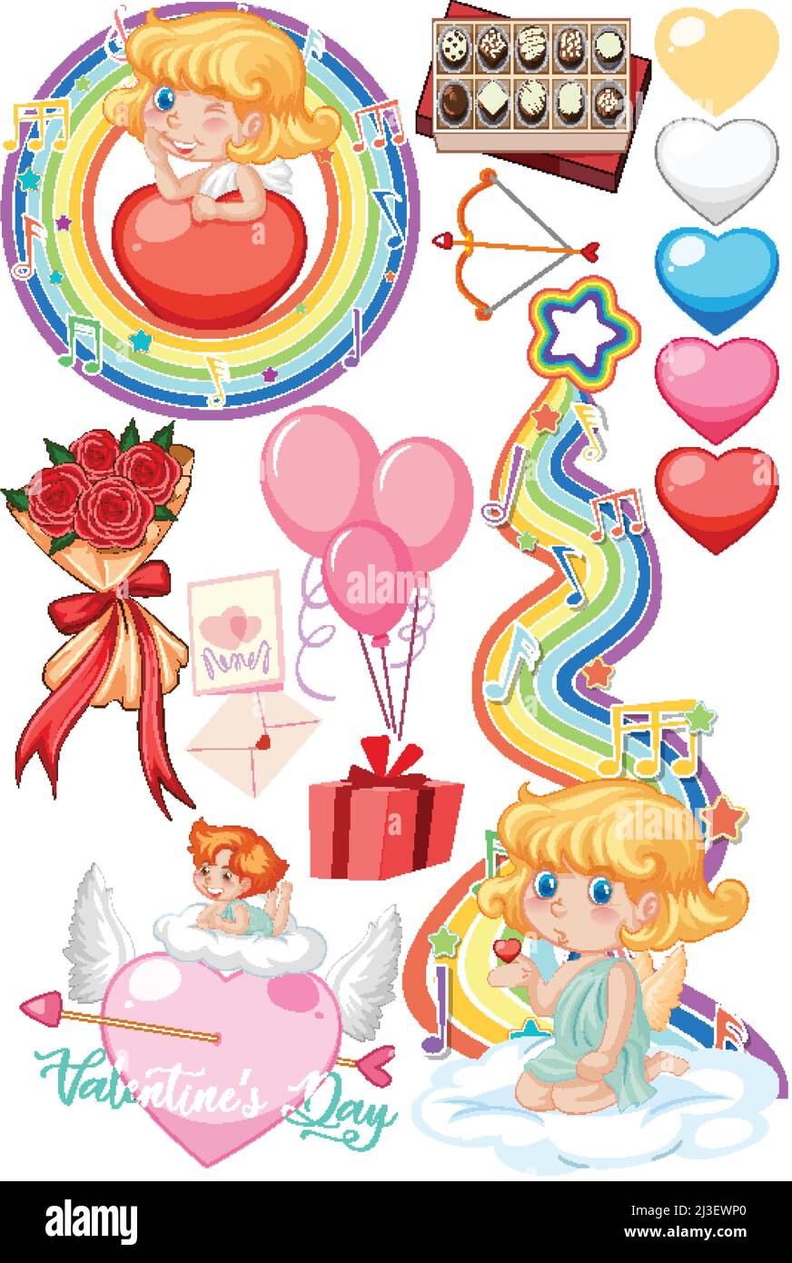 Valentine theme with balloons and cupid illustration Stock Vector Image ...