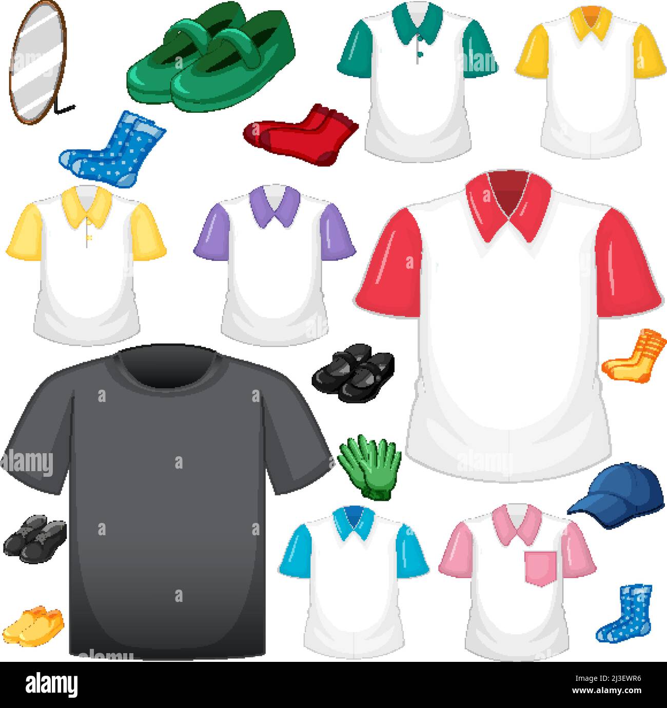 A set of different cloth on white background illustration Stock Vector ...