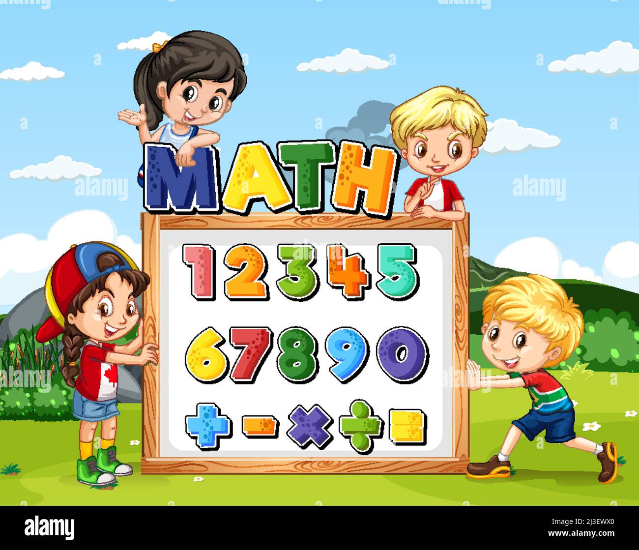 Counting number 0 to 9 and math symbols illustration Stock Vector Image ...