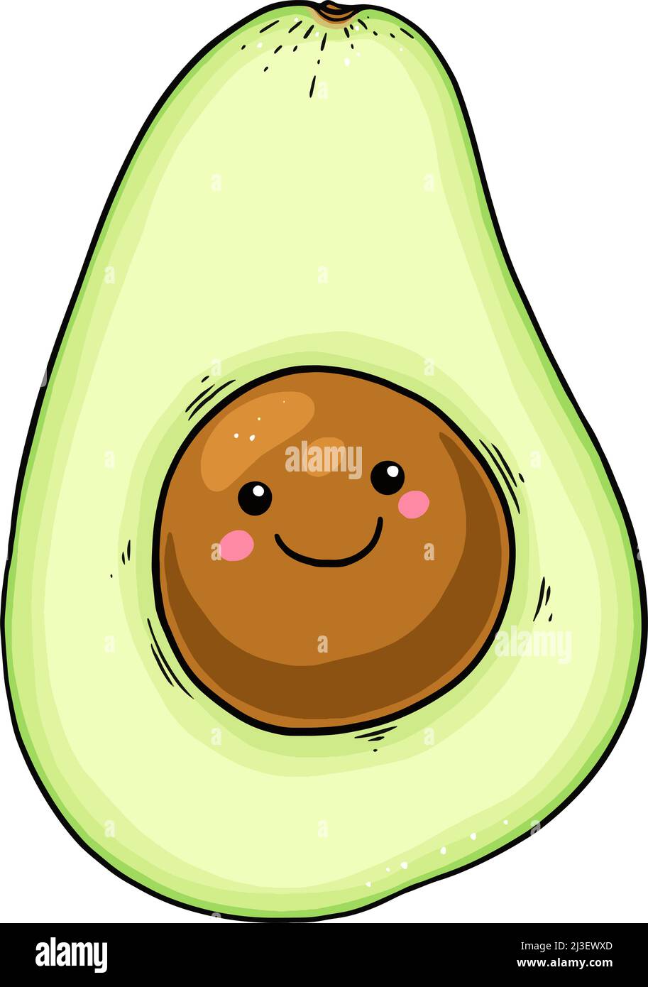 Happy cute smiling avocado face. Vector cartoon character illustration ...