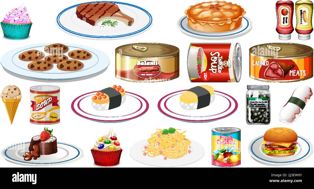 Canned foods Stock Vector Images - Alamy