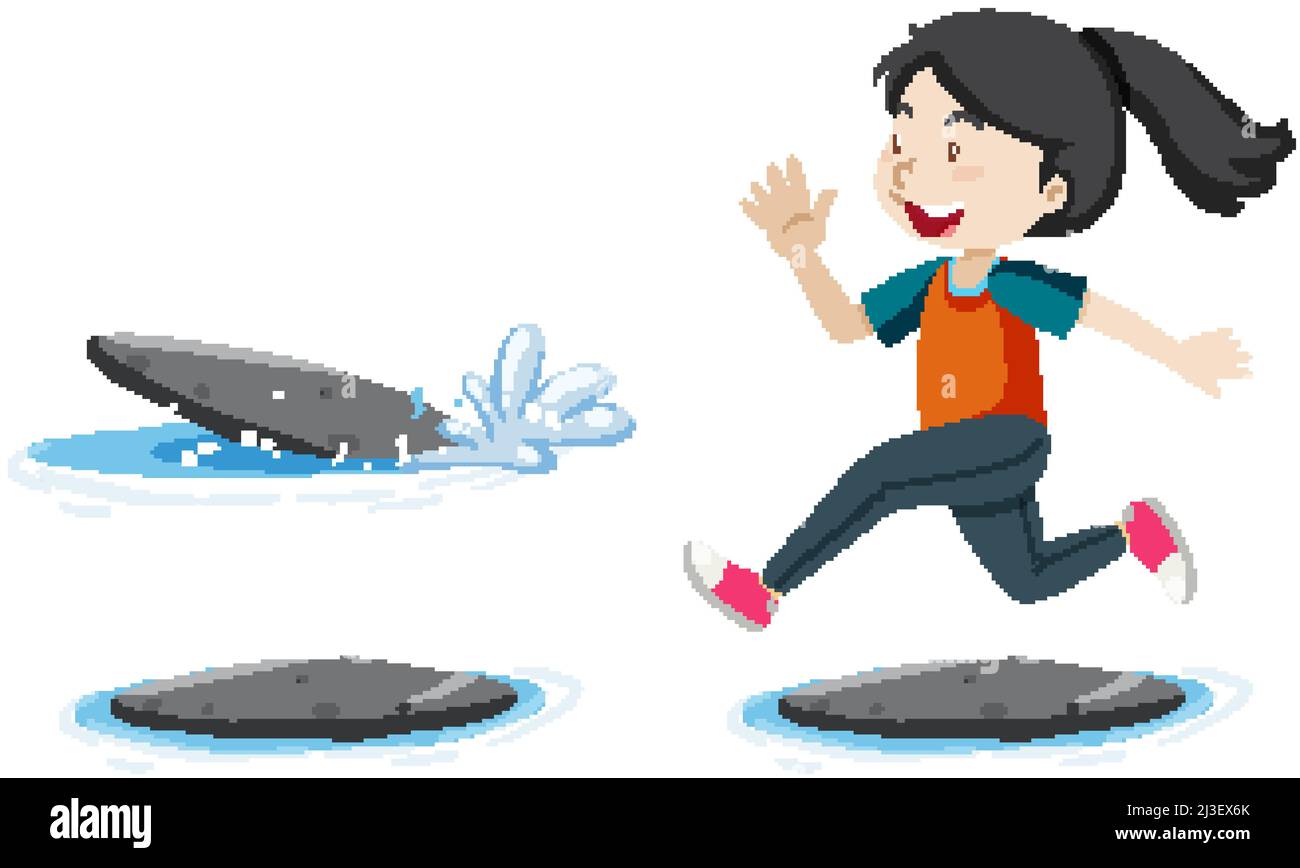 Active girl simple cartoon character illustration Stock Vector Image ...