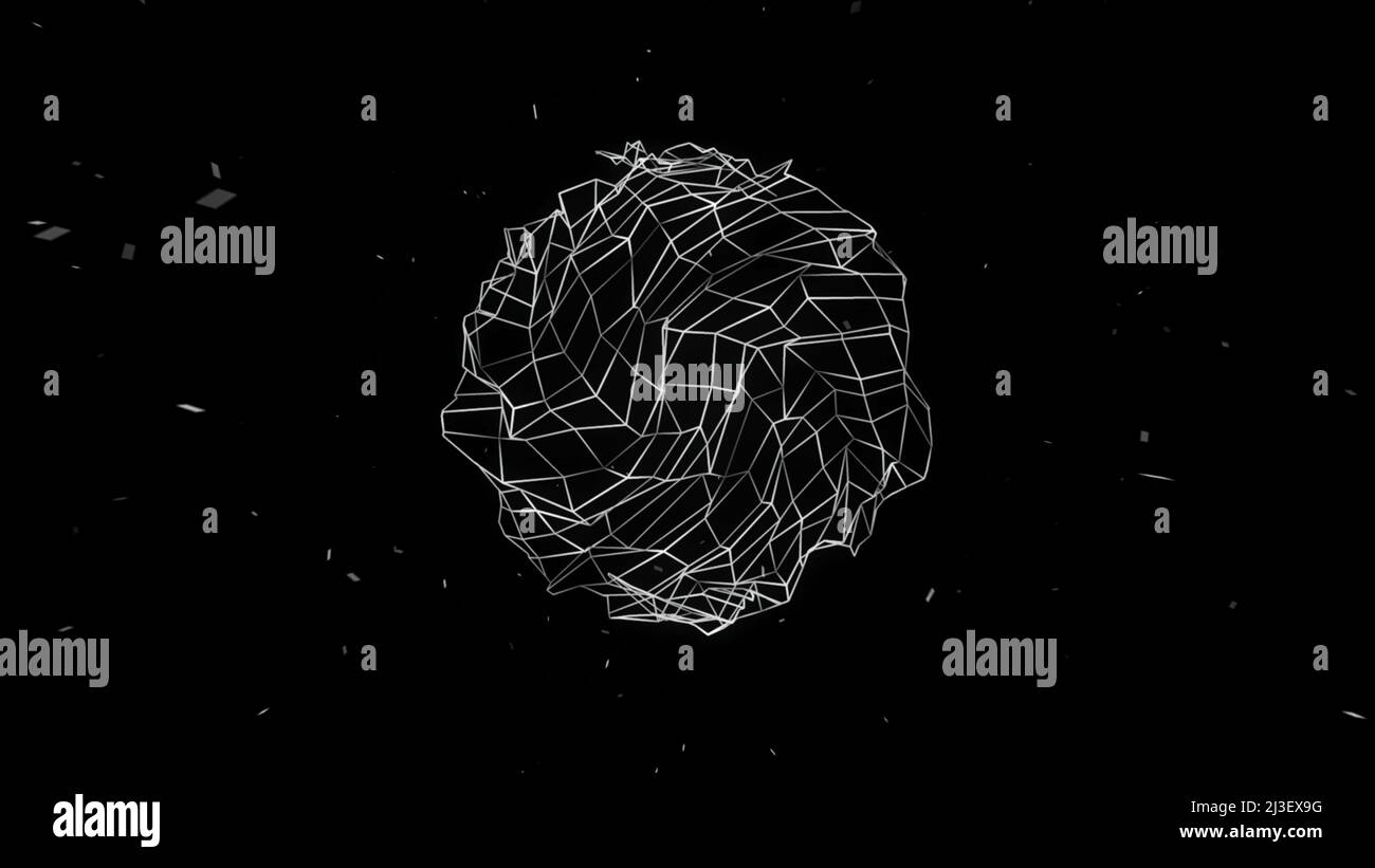 Circle made of rotating grid on black background. Animation. Spiraling ...