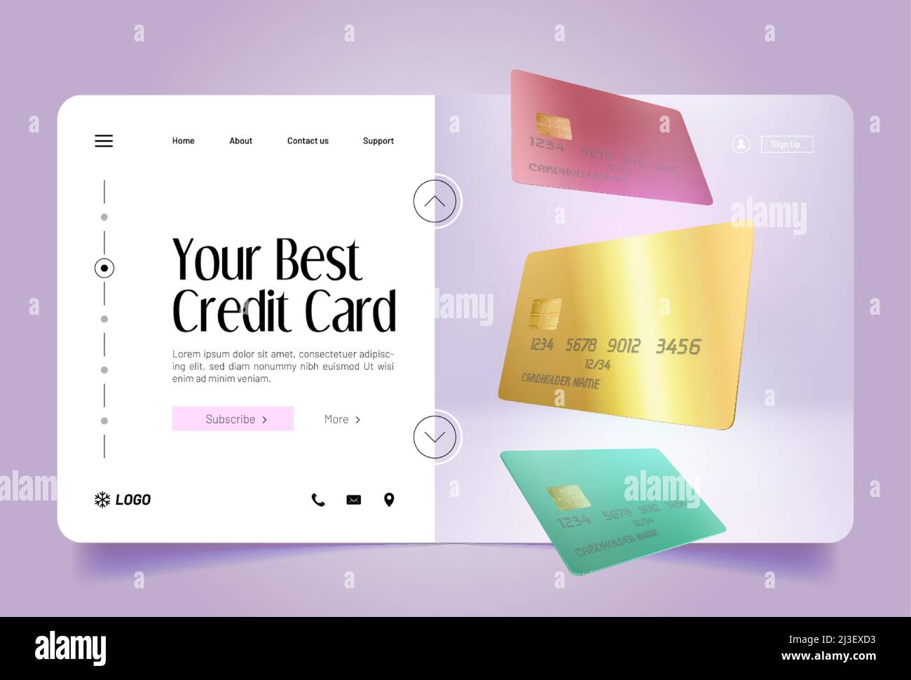 Best credit card banner. Vector landing page of personal banking ...