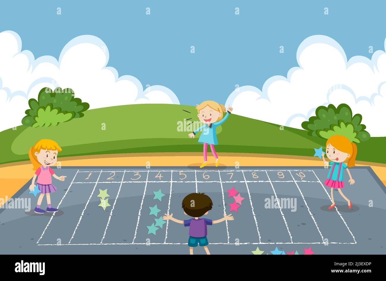 Kids doing physical activity illustration Stock Vector Image & Art - Alamy