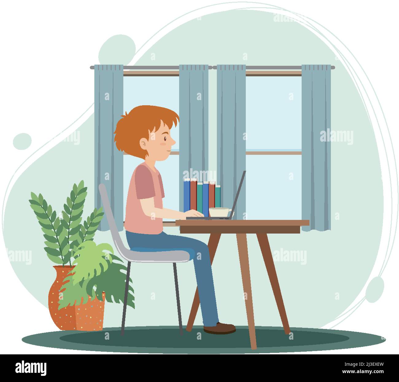 Work at home concept in flat design illustration Stock Vector Image ...