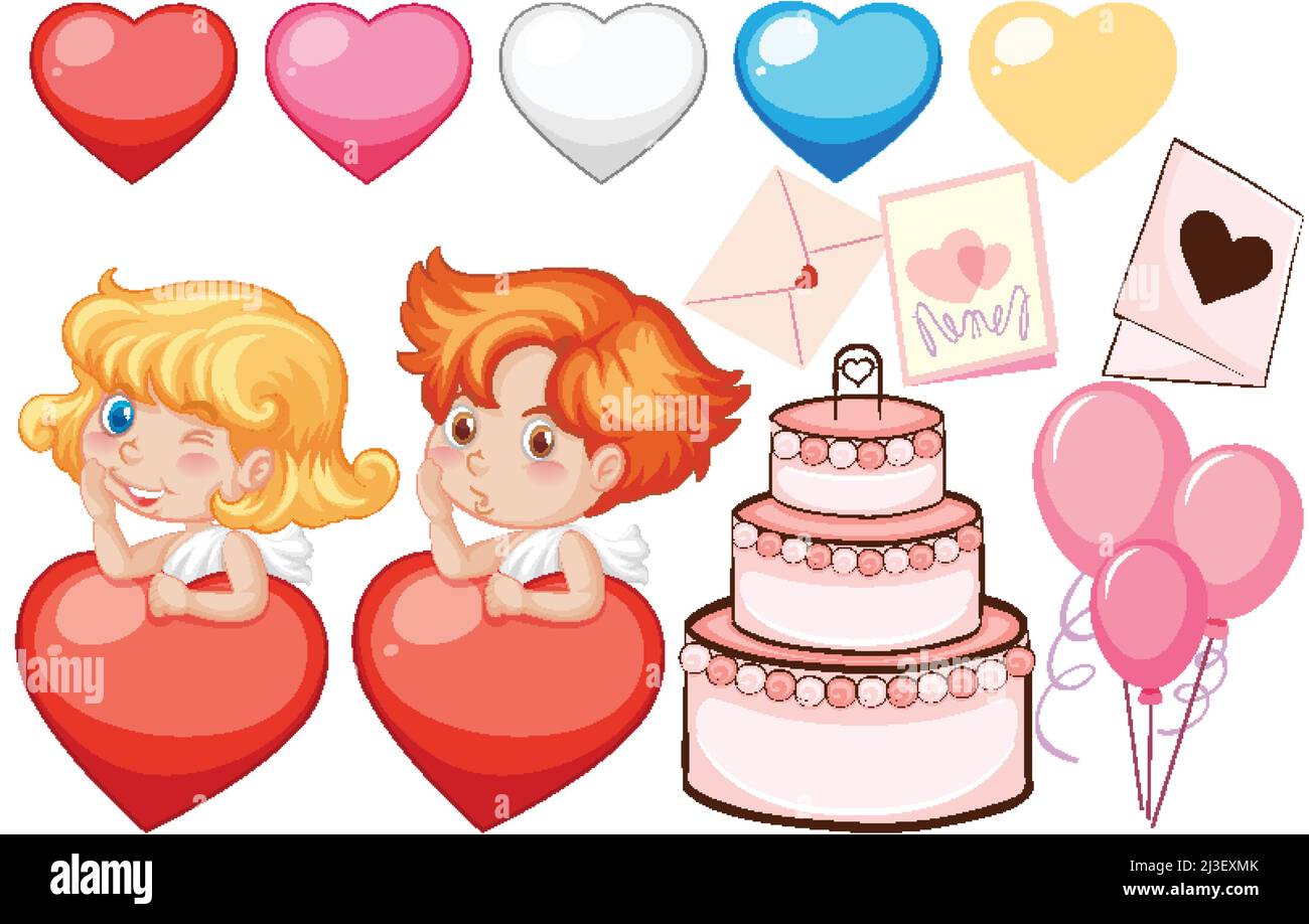 Valentine theme with cupids and cake illustration Stock Vector Image ...
