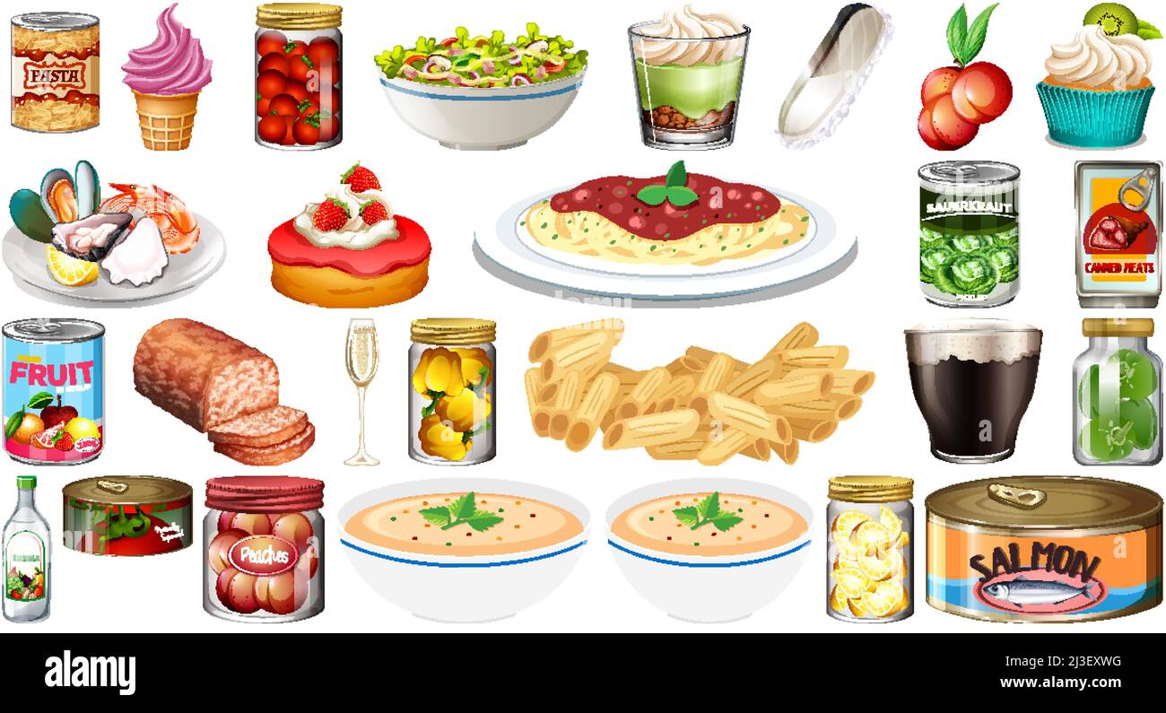 Set of different foods illustration Stock Vector Image & Art - Alamy