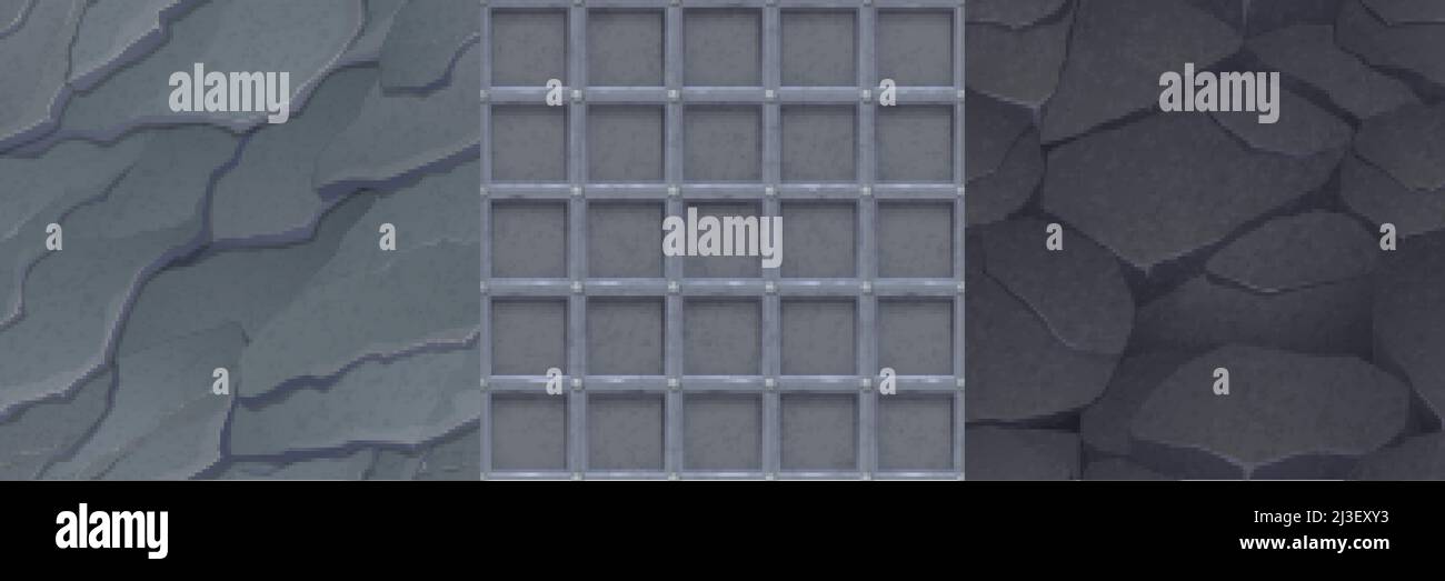 Asphalt and stone textures for game, seamless backgrounds. Rocks tiles ...