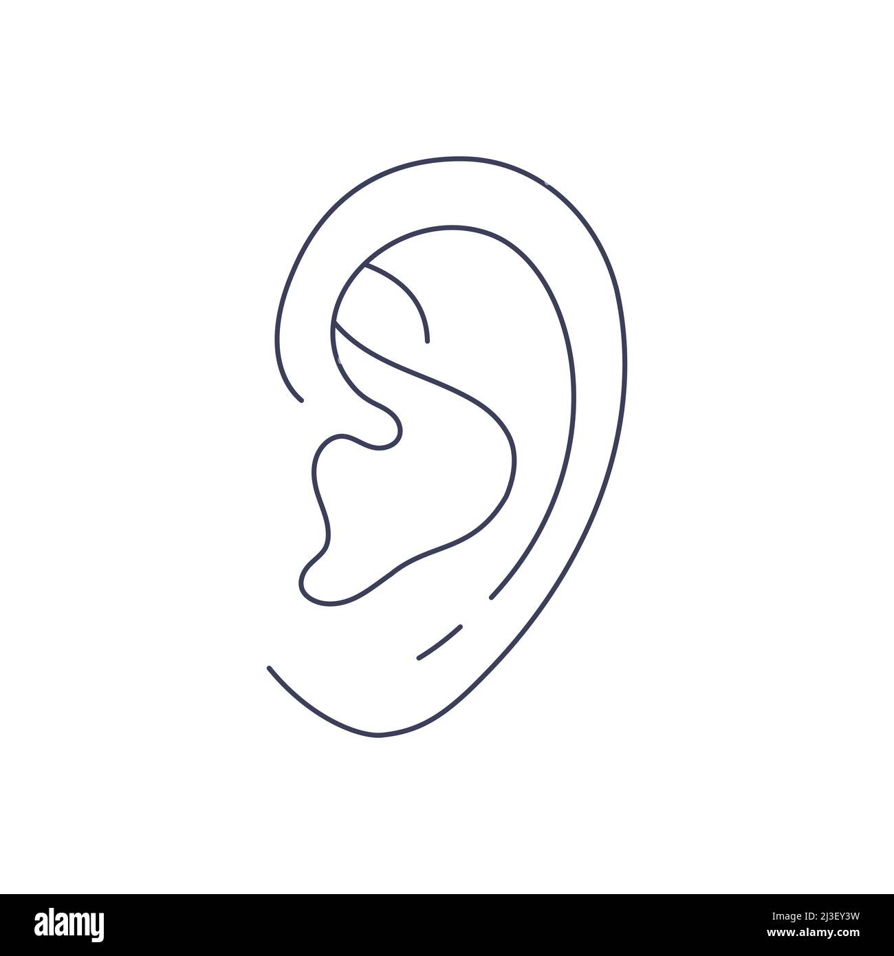 Human ear in line style.Simple vector graphic isolated on white ...