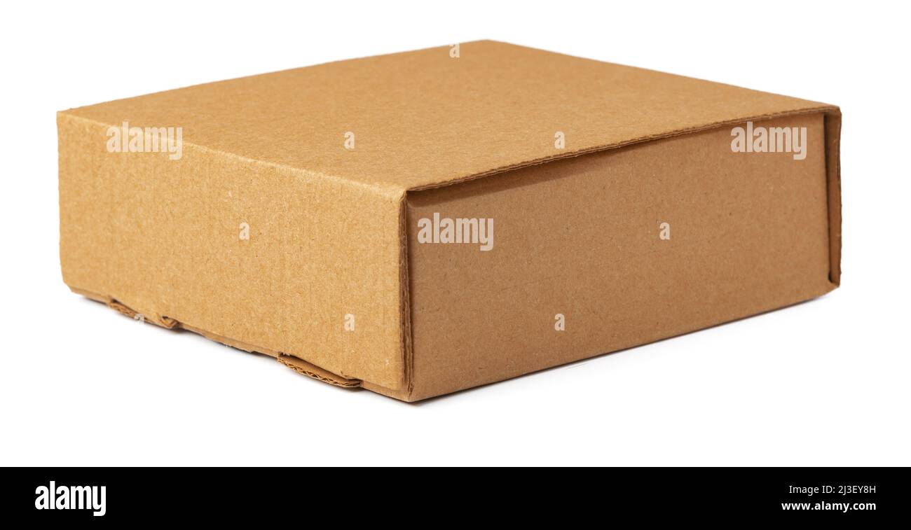 Brown cardboard box isolated on white background Stock Photo - Alamy