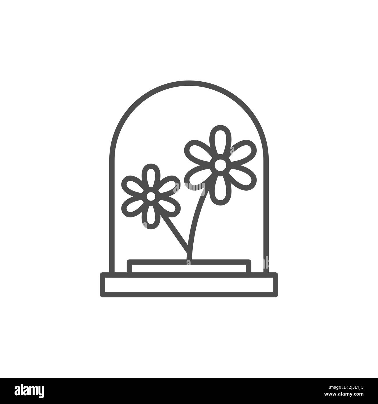 Flower under glass dome line icon. linear style sign for mobile concept ...