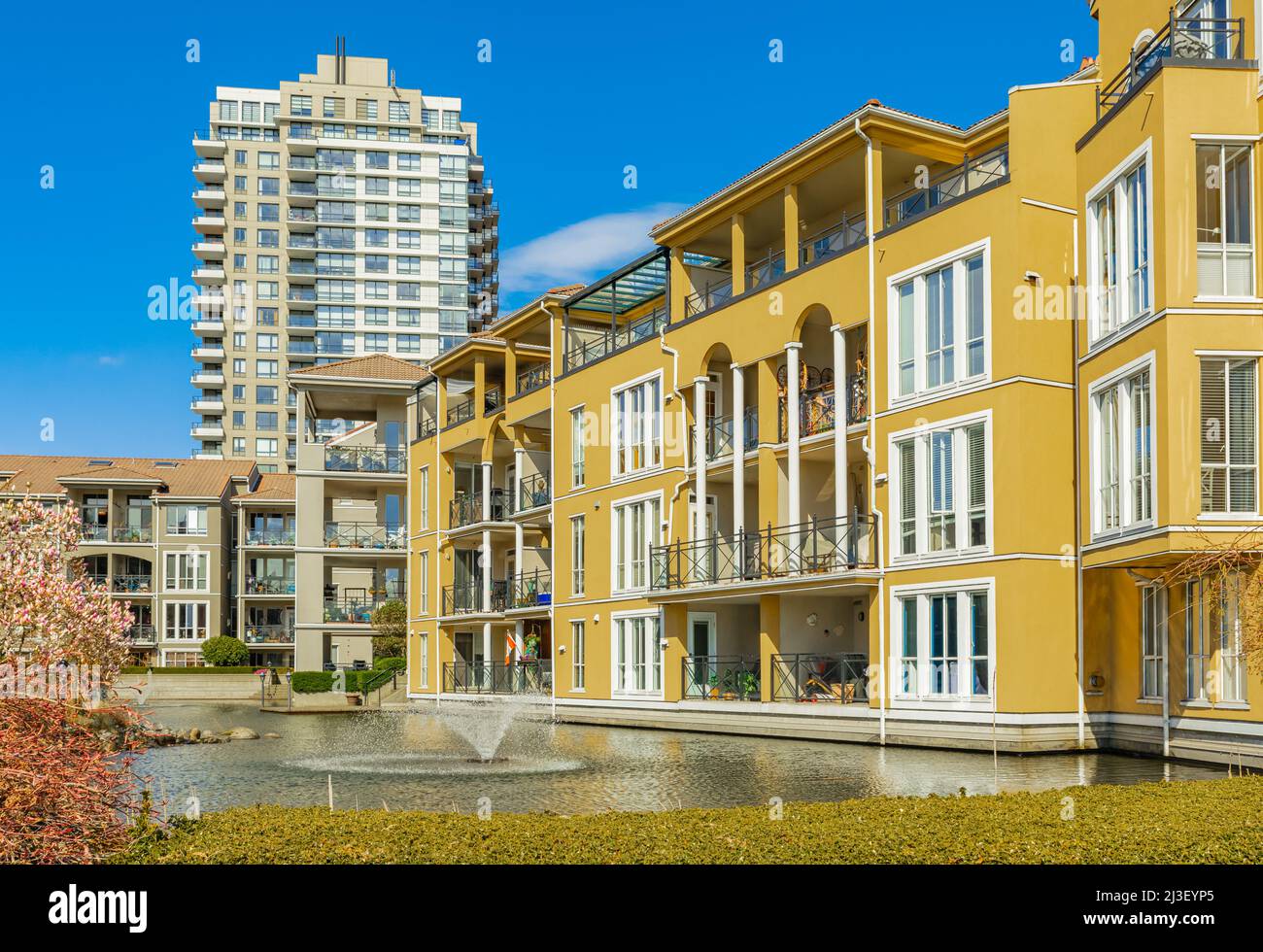Neighborhood modern houses on sunny day in New Westminster BC, Canada ...