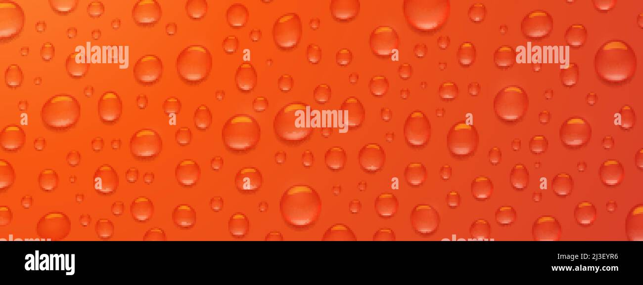 Texture of water droplets on red background. Vector realistic ...