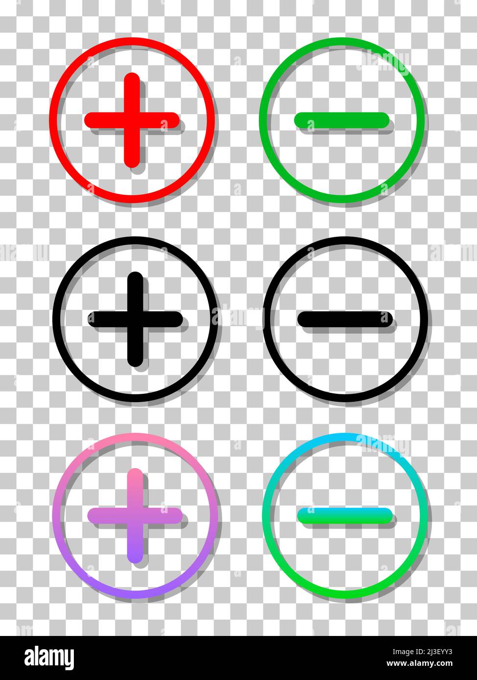 Plus, minus, add subtract flat vector color icon for apps and websites ...
