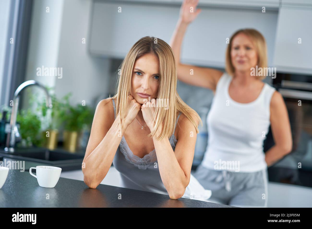 Two women arguing in kitchen hi-res stock photography and images - Alamy