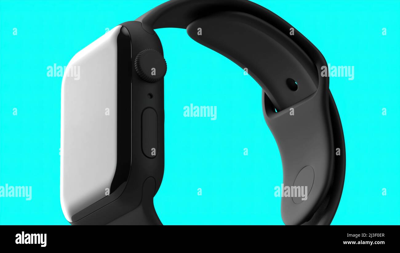 Close-up of electronic wristwatch. Motion. 3D models of new electronic ...