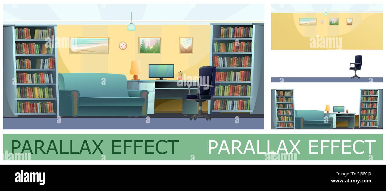 Office for work and study. Image from layers for overlay with parallax ...