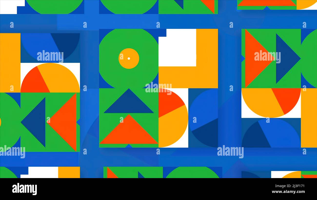 Animated collage of geometric shapes. Motion. Colorful geometric shapes ...