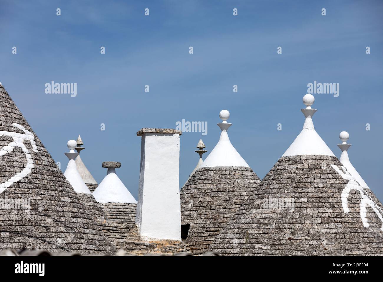 Stone roof of Trulli House in Alberobello, Italy. The style of ...