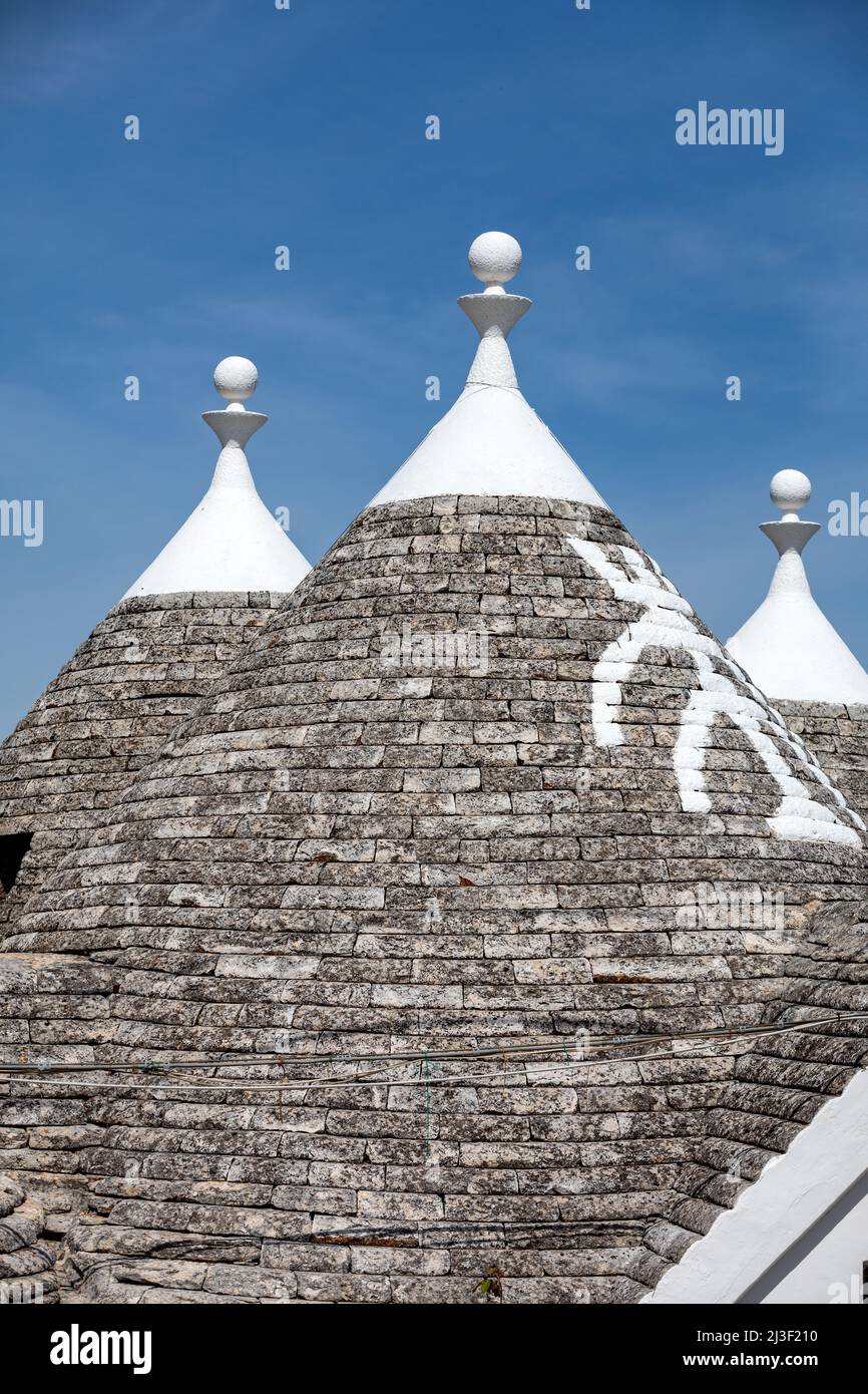 Stone roof of Trulli House in Alberobello, Italy. The style of ...