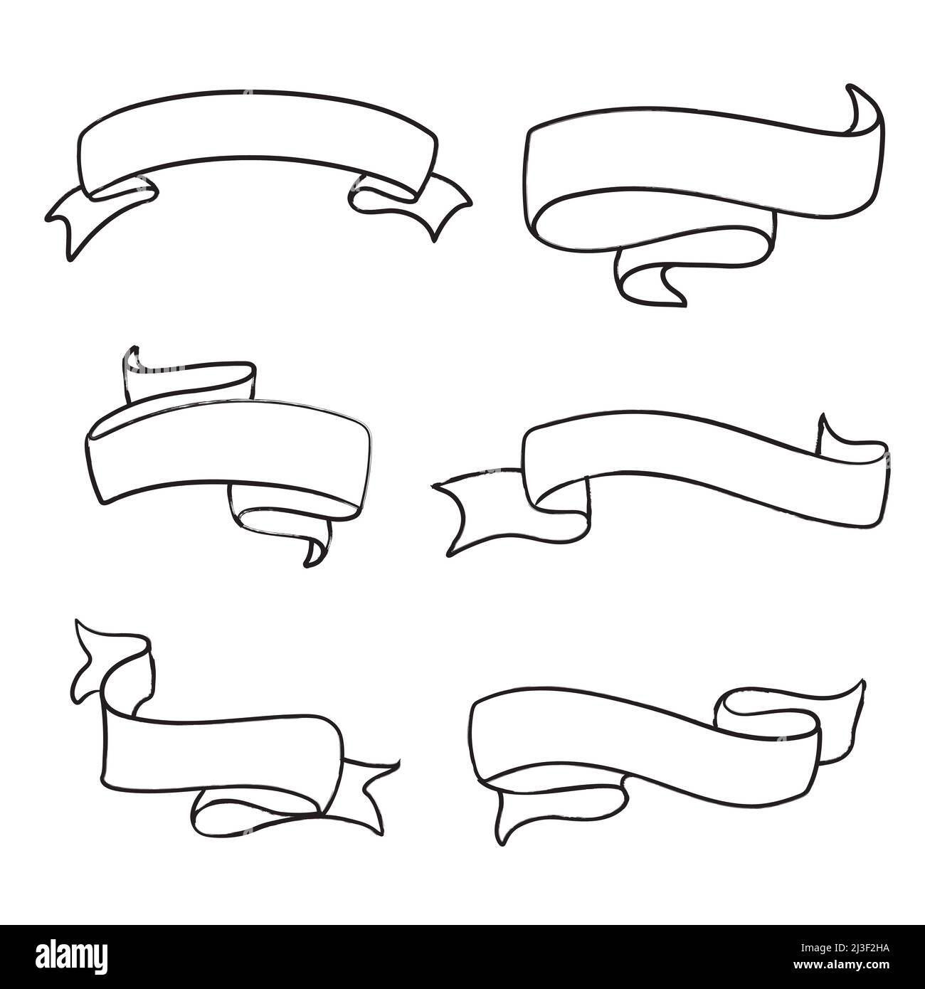 Hand drawn Vector Banners Set. Sketch Retro Tape frames for text ...