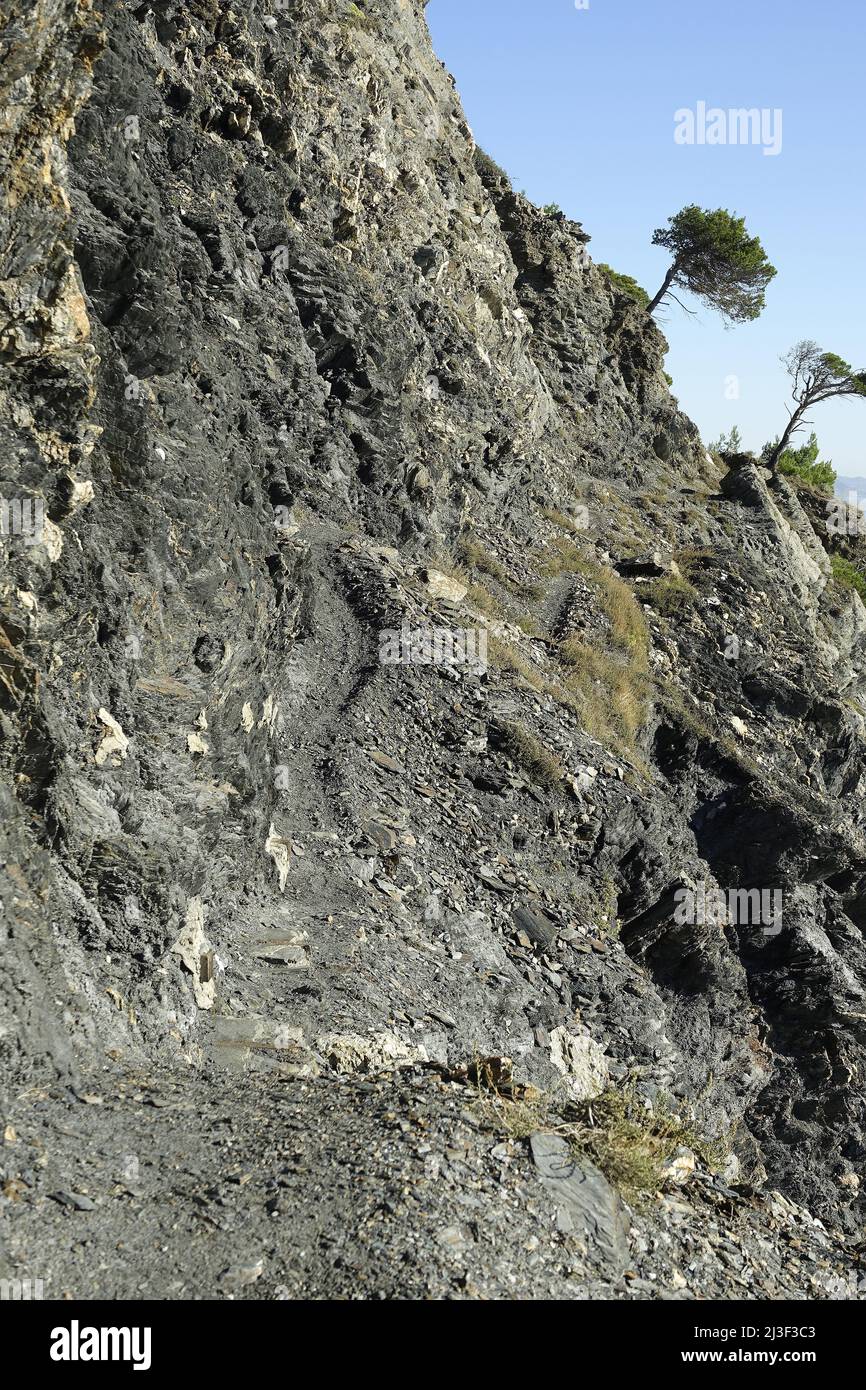Narrow and dangerous path from Cap Sicié La Seyne Stock Photo - Alamy