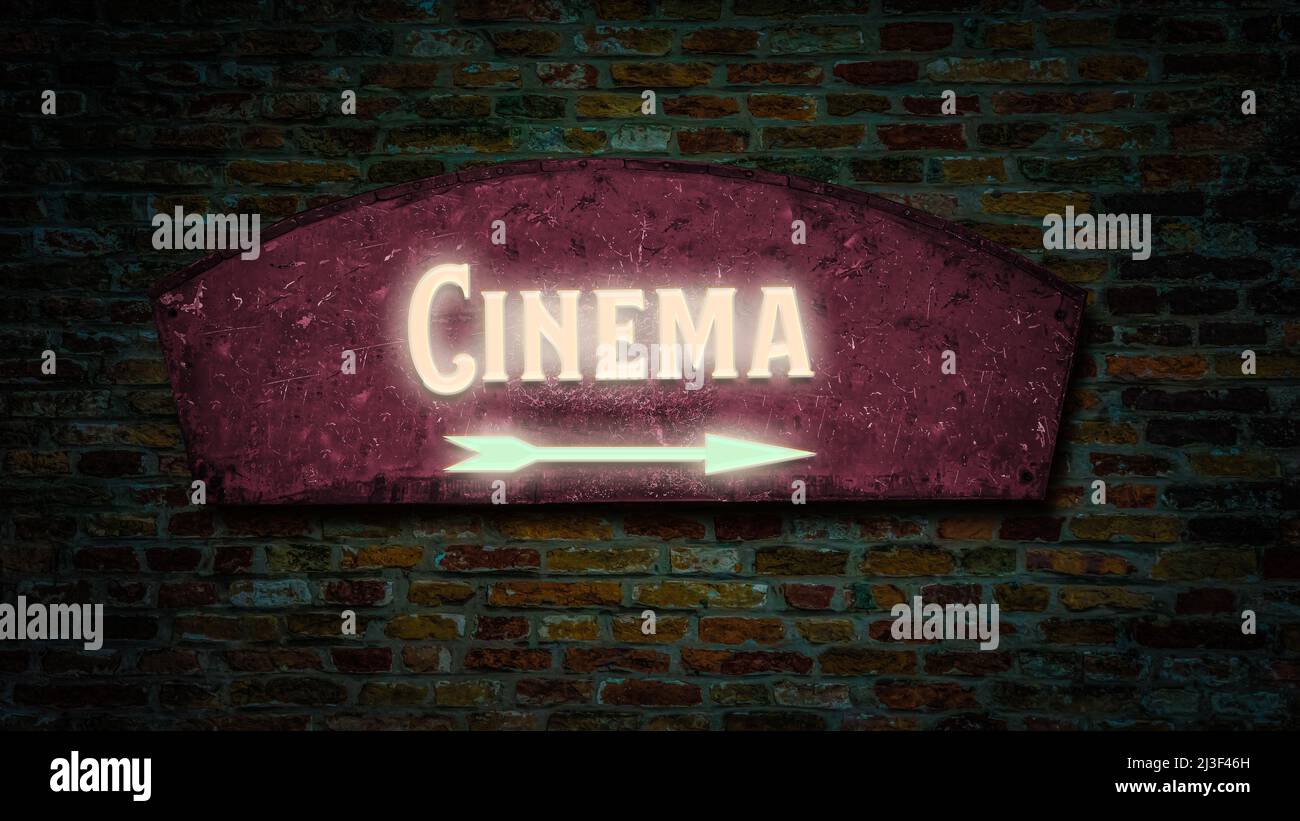 Street Sign the Direction Way to Cinema Stock Photo - Alamy