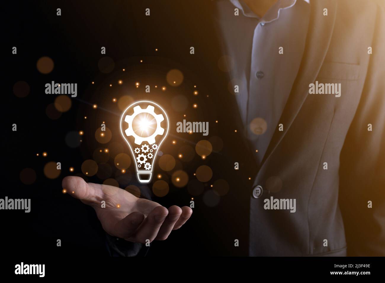 Creative light bulb with marketing network icons planning strategy ...
