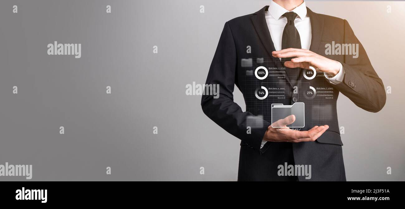 Business Developer Hand Using Board Framework On Virtual Modern