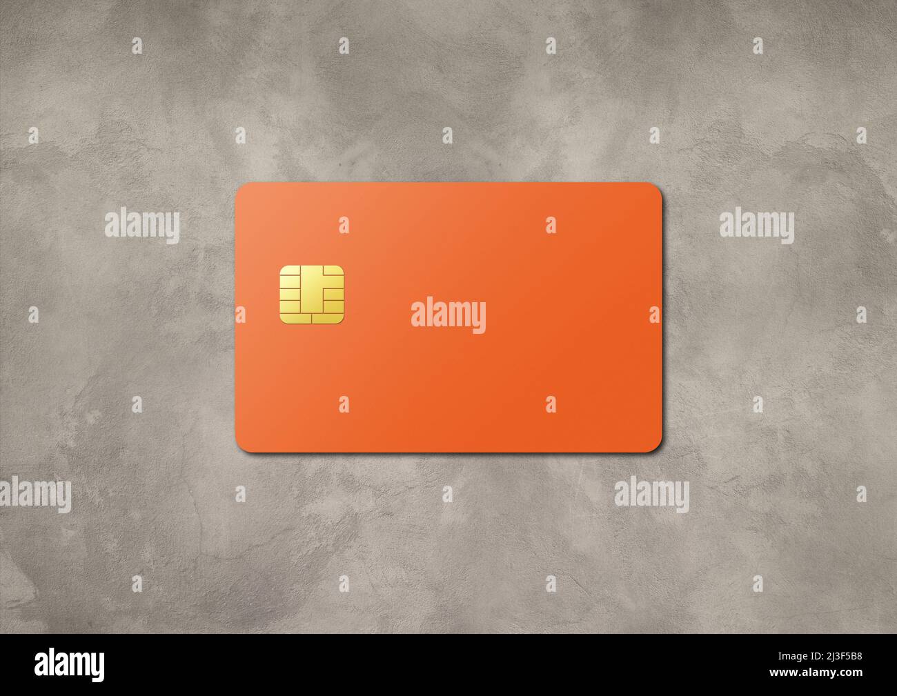 Orange credit card template on a concrete background. 3D illustration ...