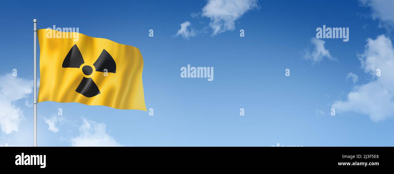 radioactive nuclear symbol flag, three dimensional render, isolated on ...