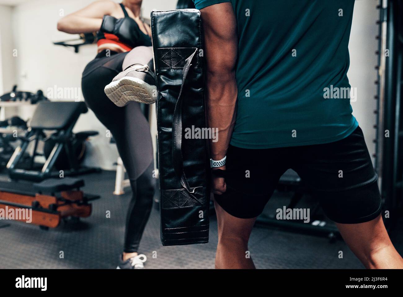 Shes kicking this workout. Cropped shot of an unrecognizable female ...