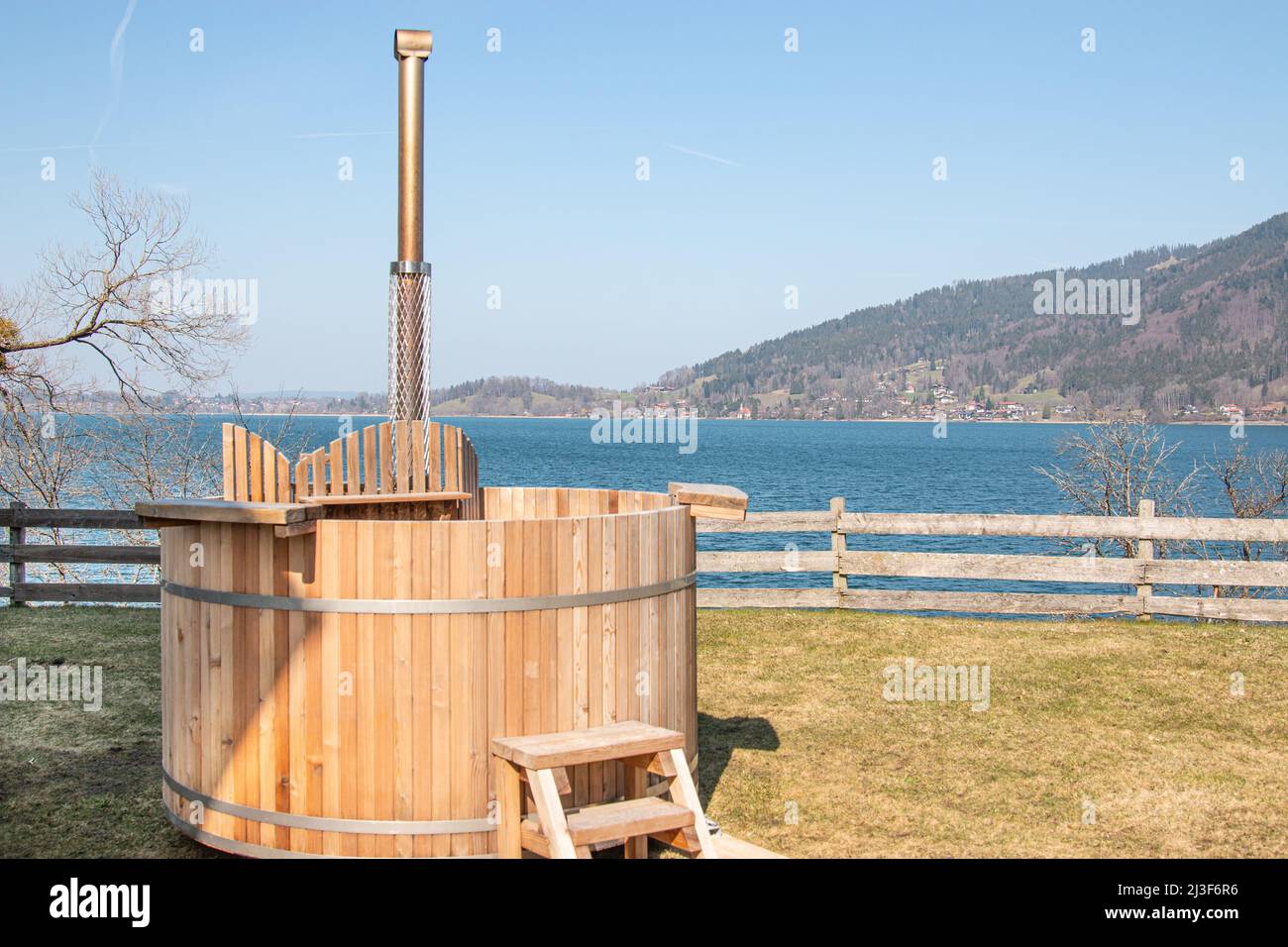Hottub bath with beautiful view about Lake Tegernsee Stock Photo - Alamy