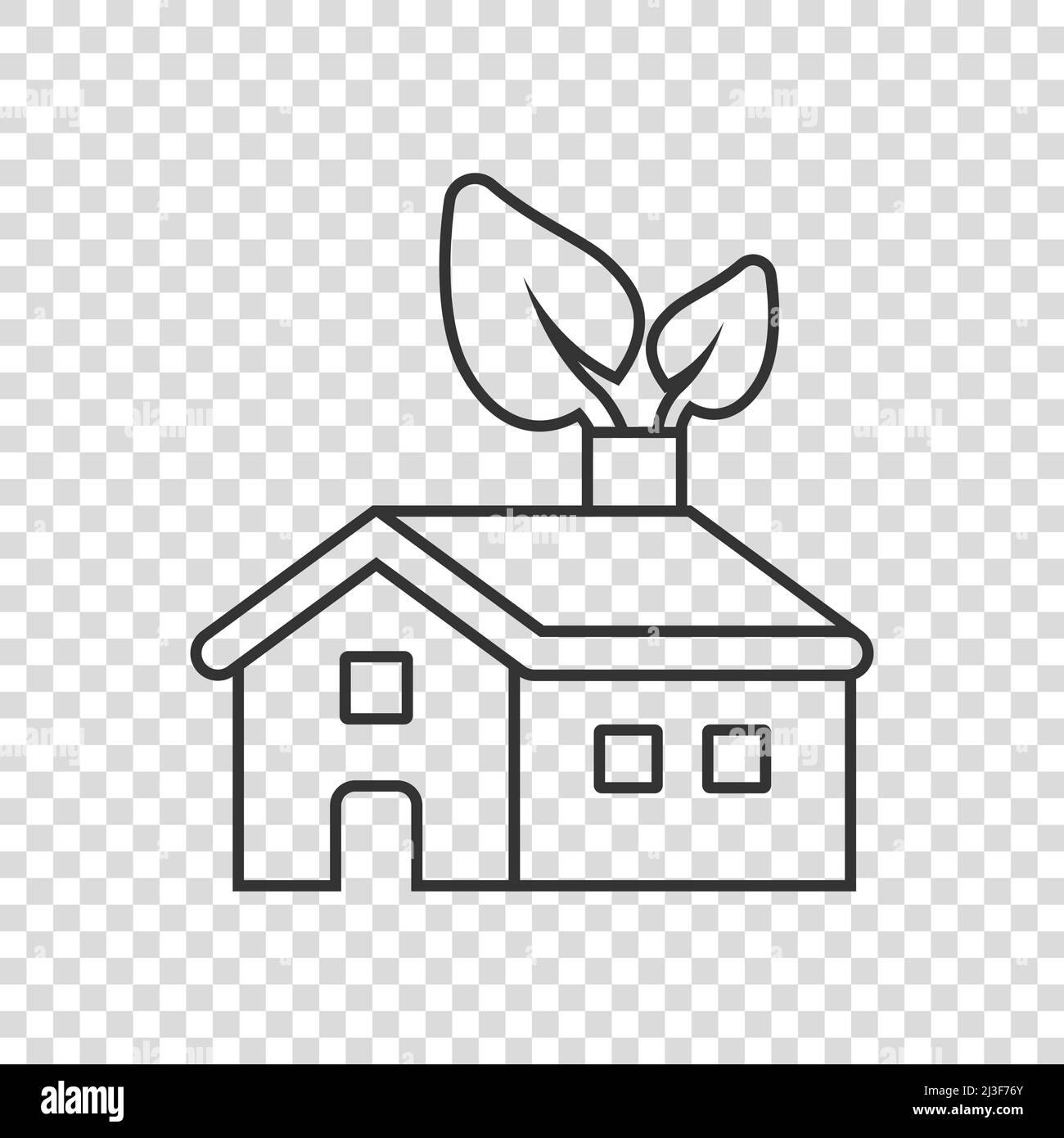 Ecology home icon in flat style. House with leaf vector illustration on ...