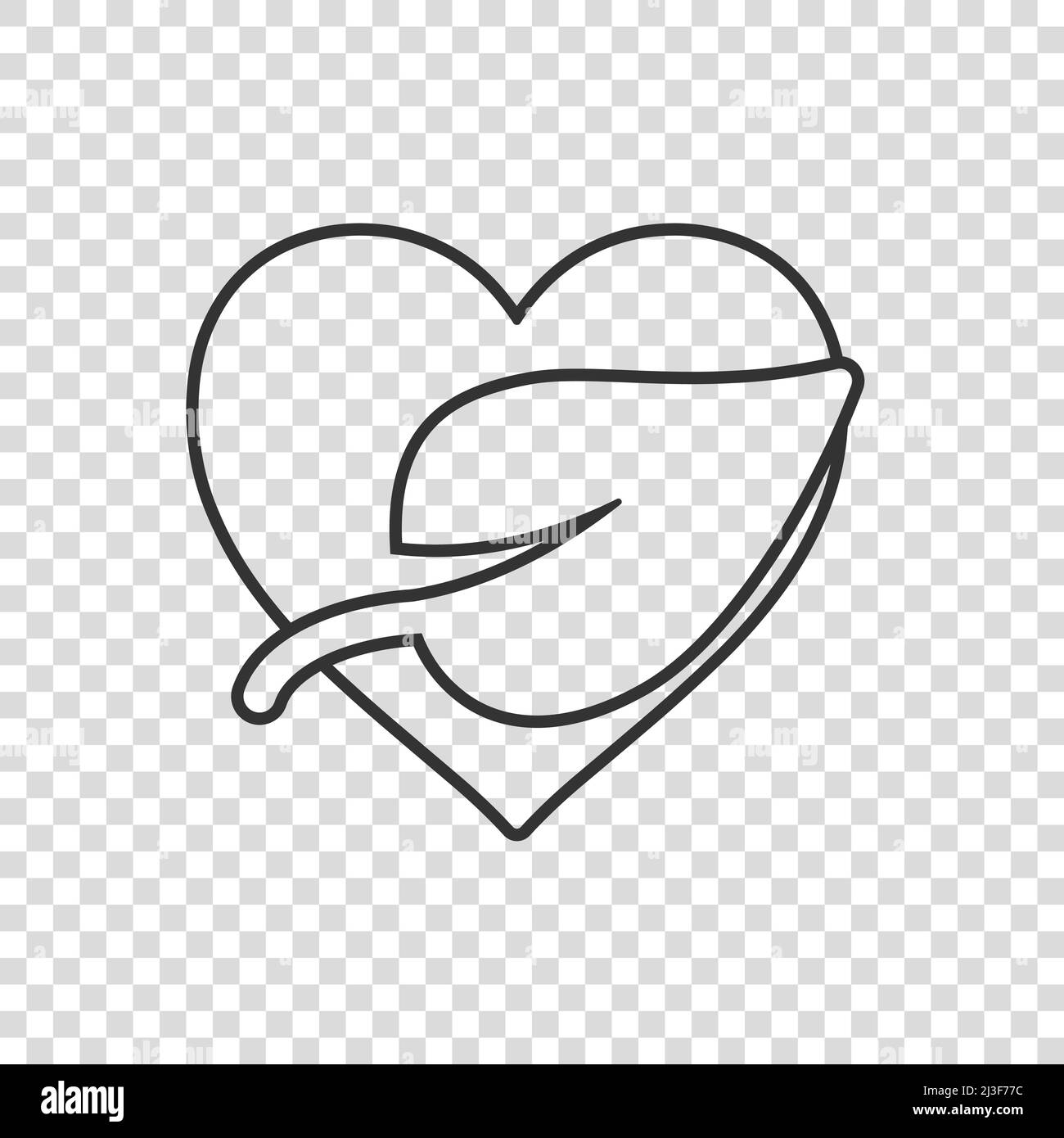 Heart and leaf icon in flat style. Vegan friendly vector illustration ...