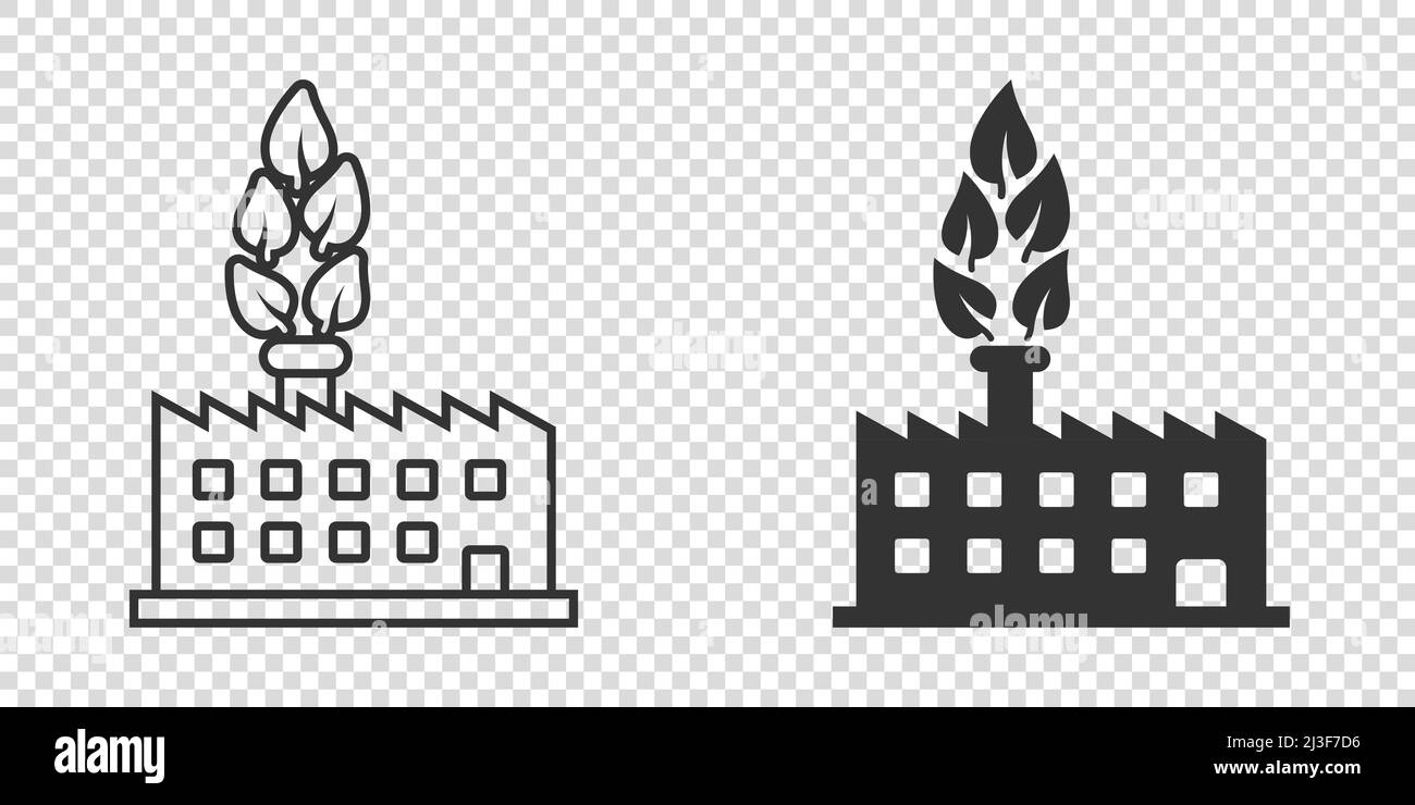 Factory ecology icon in flat style. Eco plant vector illustration on ...