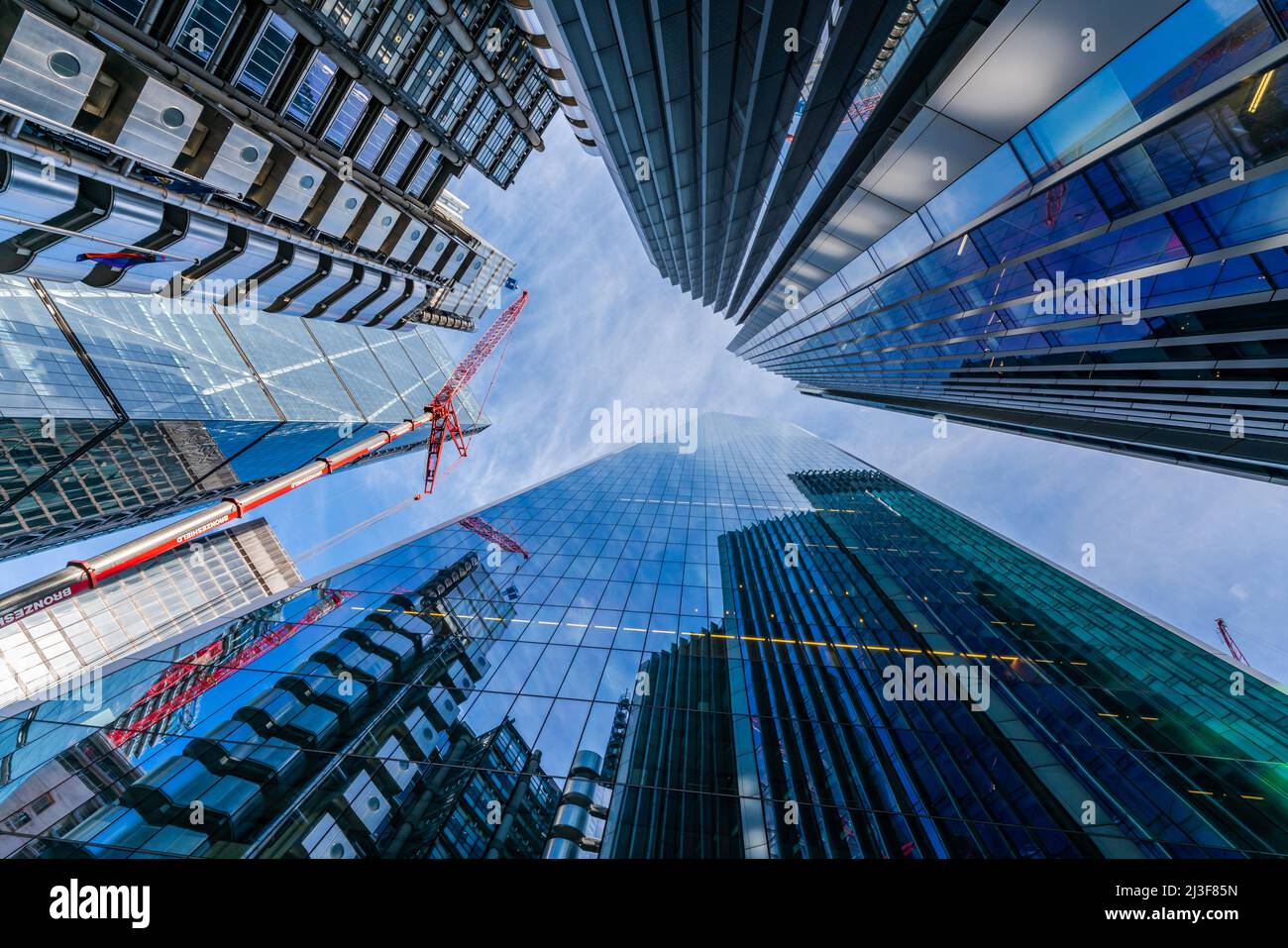 Upward view skyscrapers in city hi-res stock photography and images - Alamy